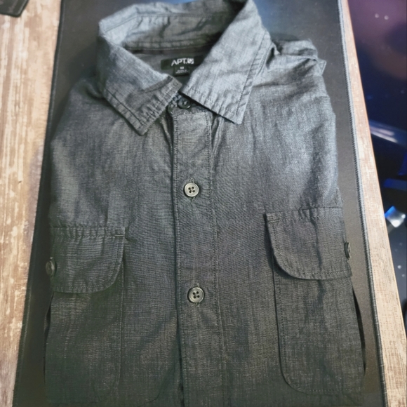 Apt. 9 | Shirts | Charcoal Texture Military Style Shirt | Poshmark